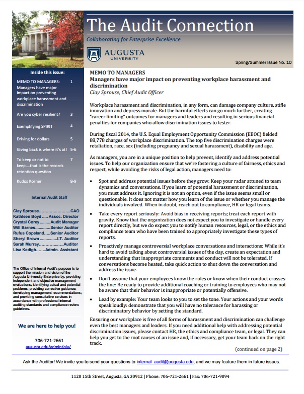 Spring Summer Issue Of The Audit Connection Now Available Jagwire